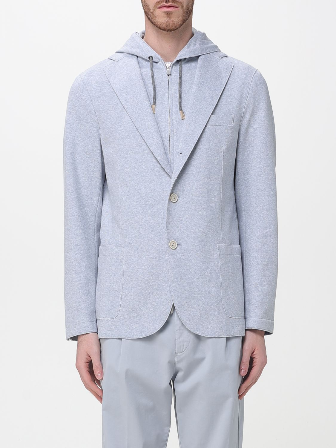 ELEVENTY Eleventy Jacket with Hood and Notched Lapel